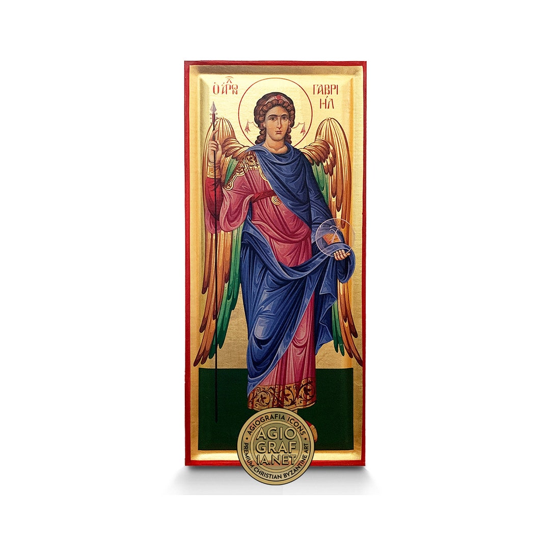 Archangel Gabriel Icon Handmade With Gold Leaves Mounting Point Icon ...