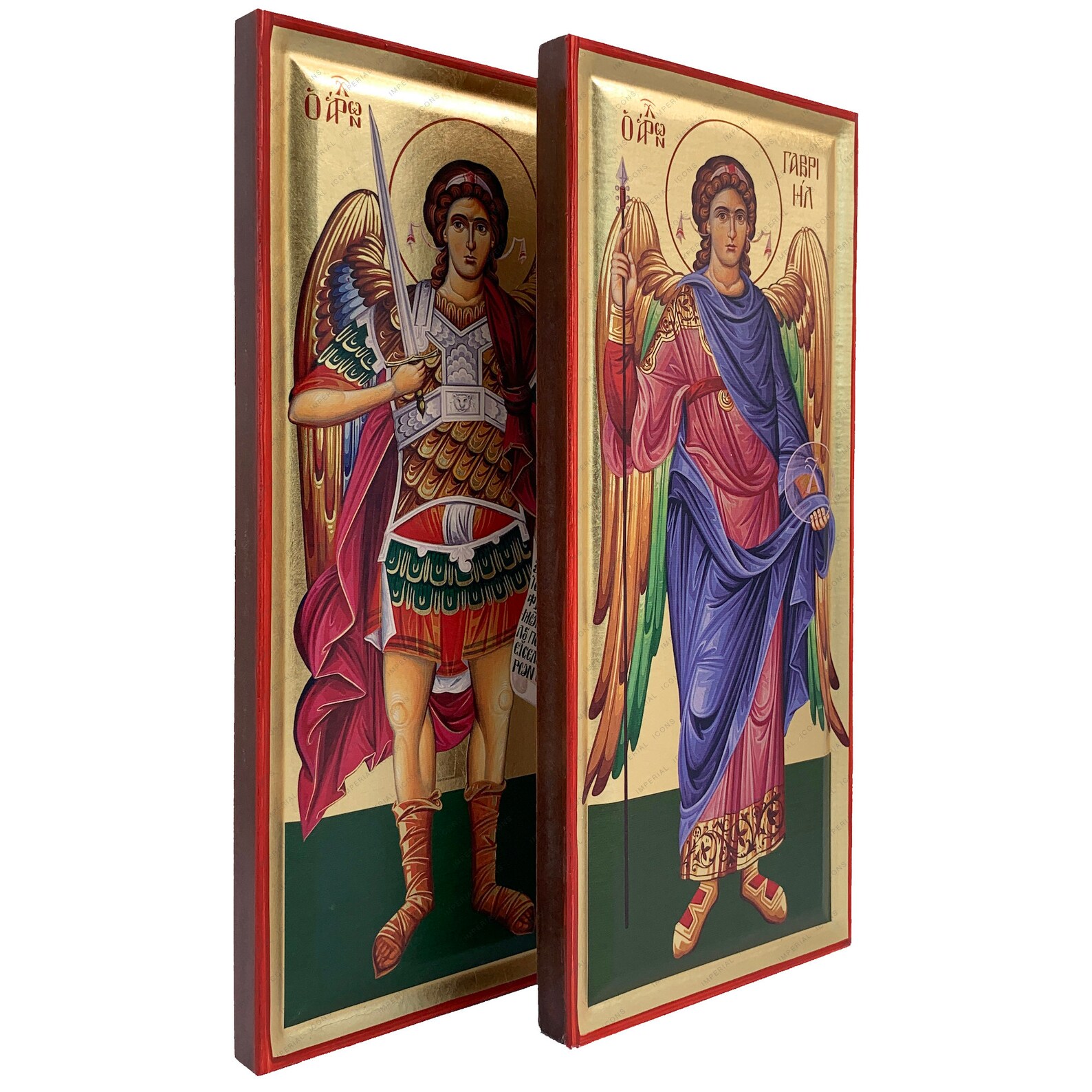 Archangels Michael & Gabriel Icons Set Handmade With Gold - Etsy