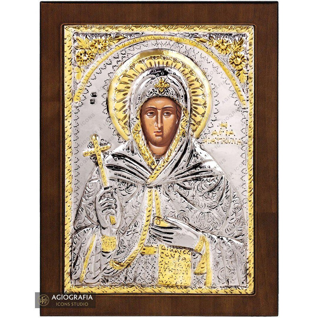 Saint Matrona Orthodox Silver Plated Icon on Wood Silver Gold Plated ...