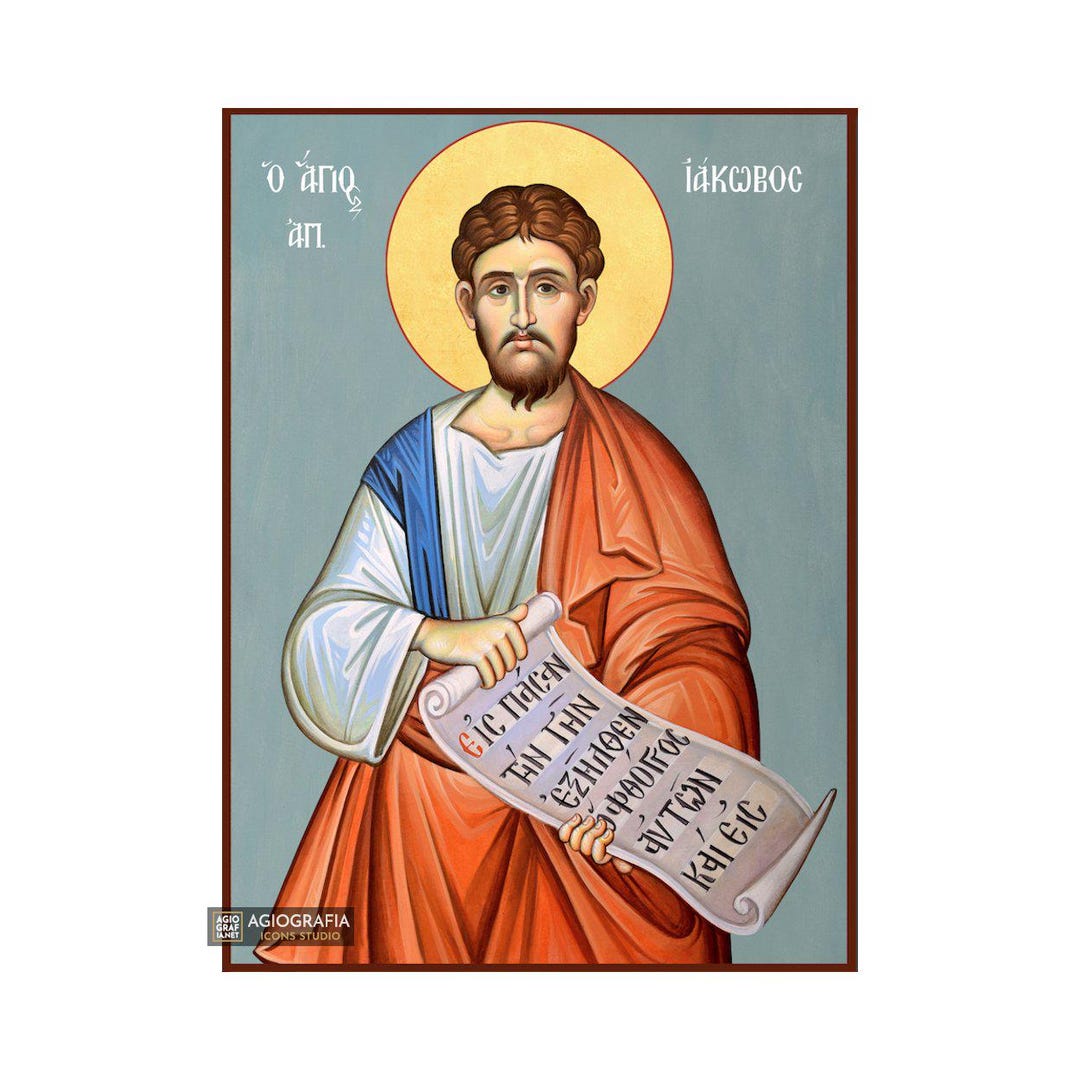 Saint Apostle Jacob - Museum Print Technique With Blue Background in ...