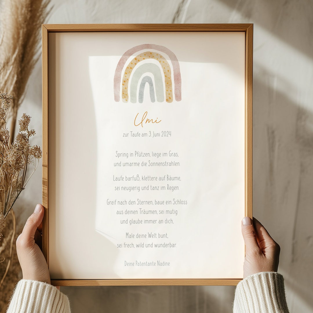 Baptism Letter to the Child Godparent Letter Baptism Rainbow Pink Gift ...