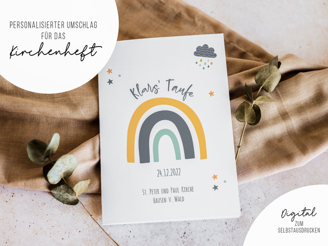 DIGITAL Kirchenheft • Taufe • Taufheft • Umschlag • Regenbogen • Gelb ...