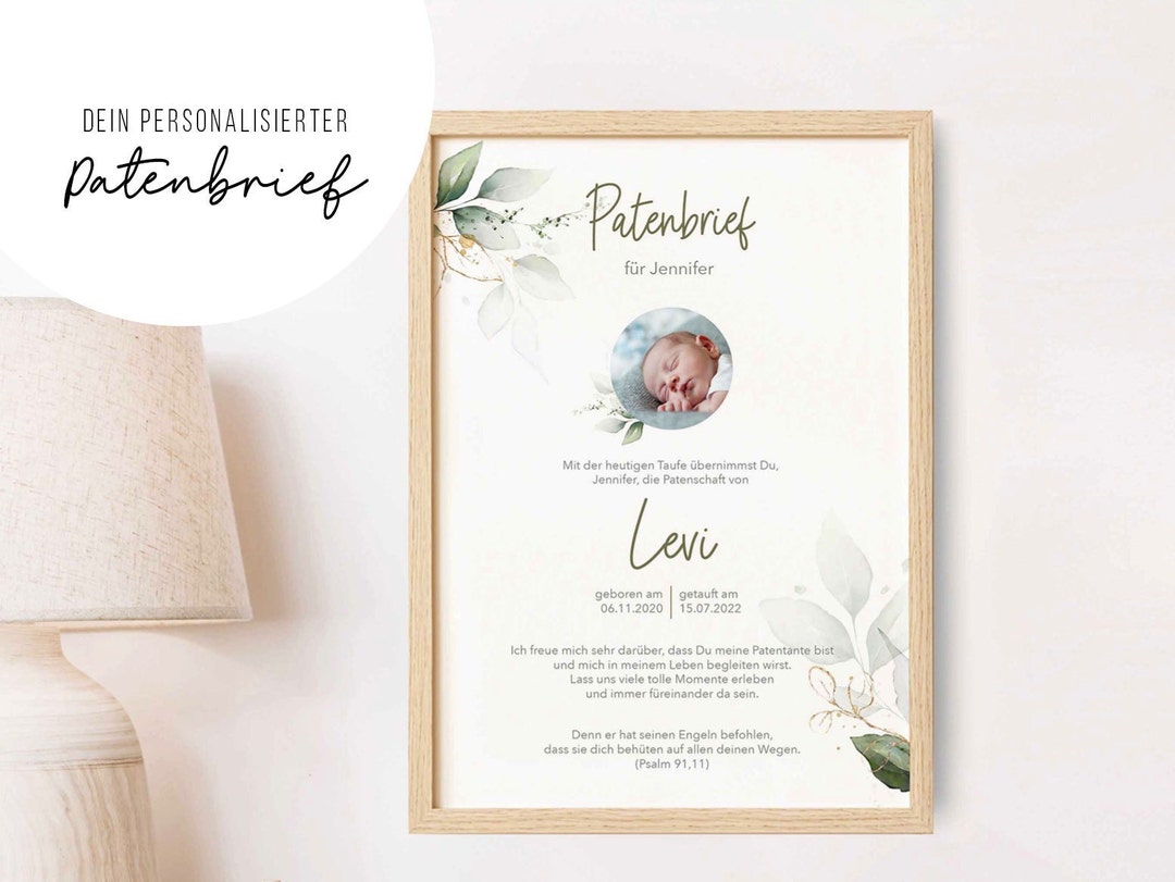 Godparent Letter Personalized Photo Godparent Letter Baptism Welcome ...