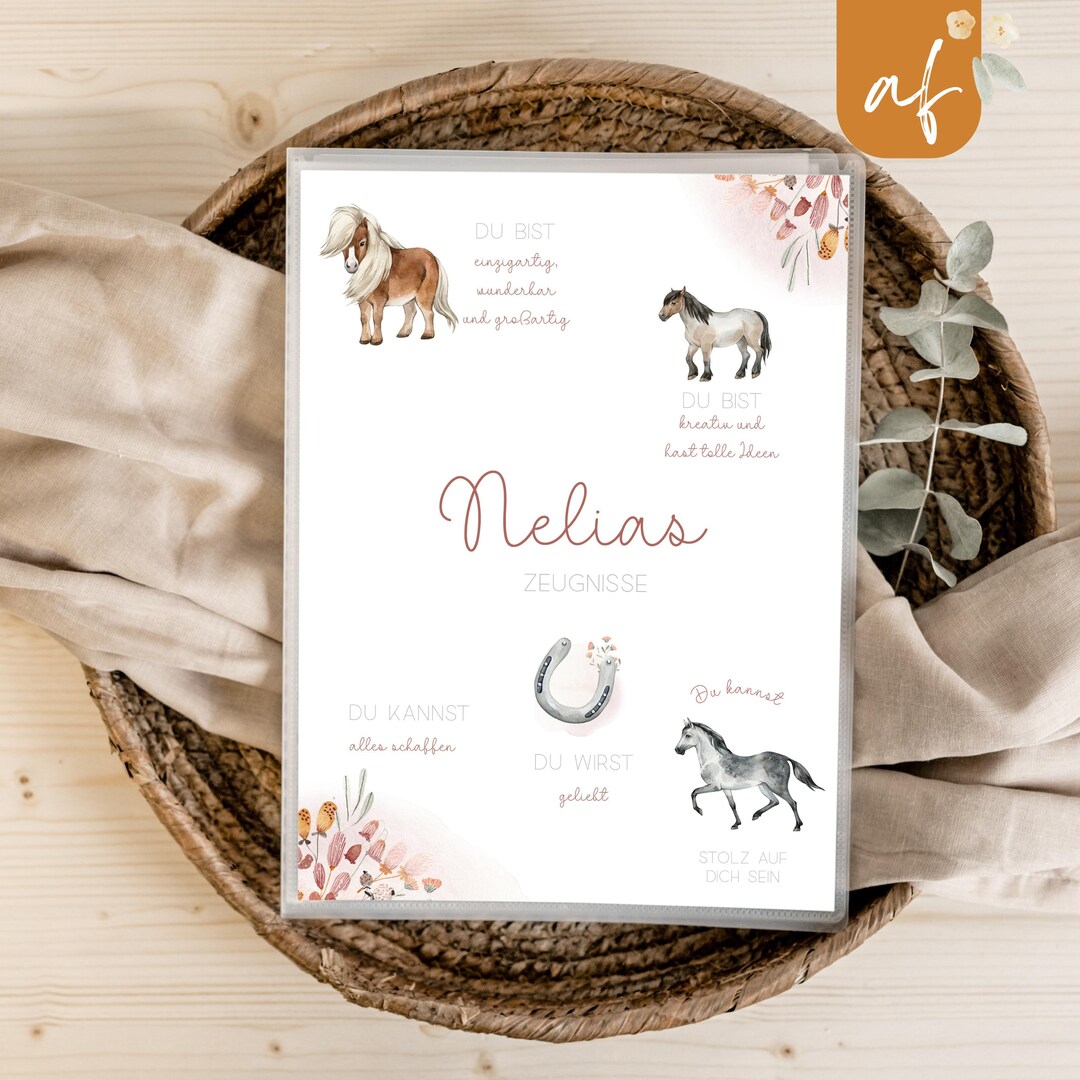 Personalisierte Zeugnismappe • Pferd Pony Affirmation • Geschenkidee ...
