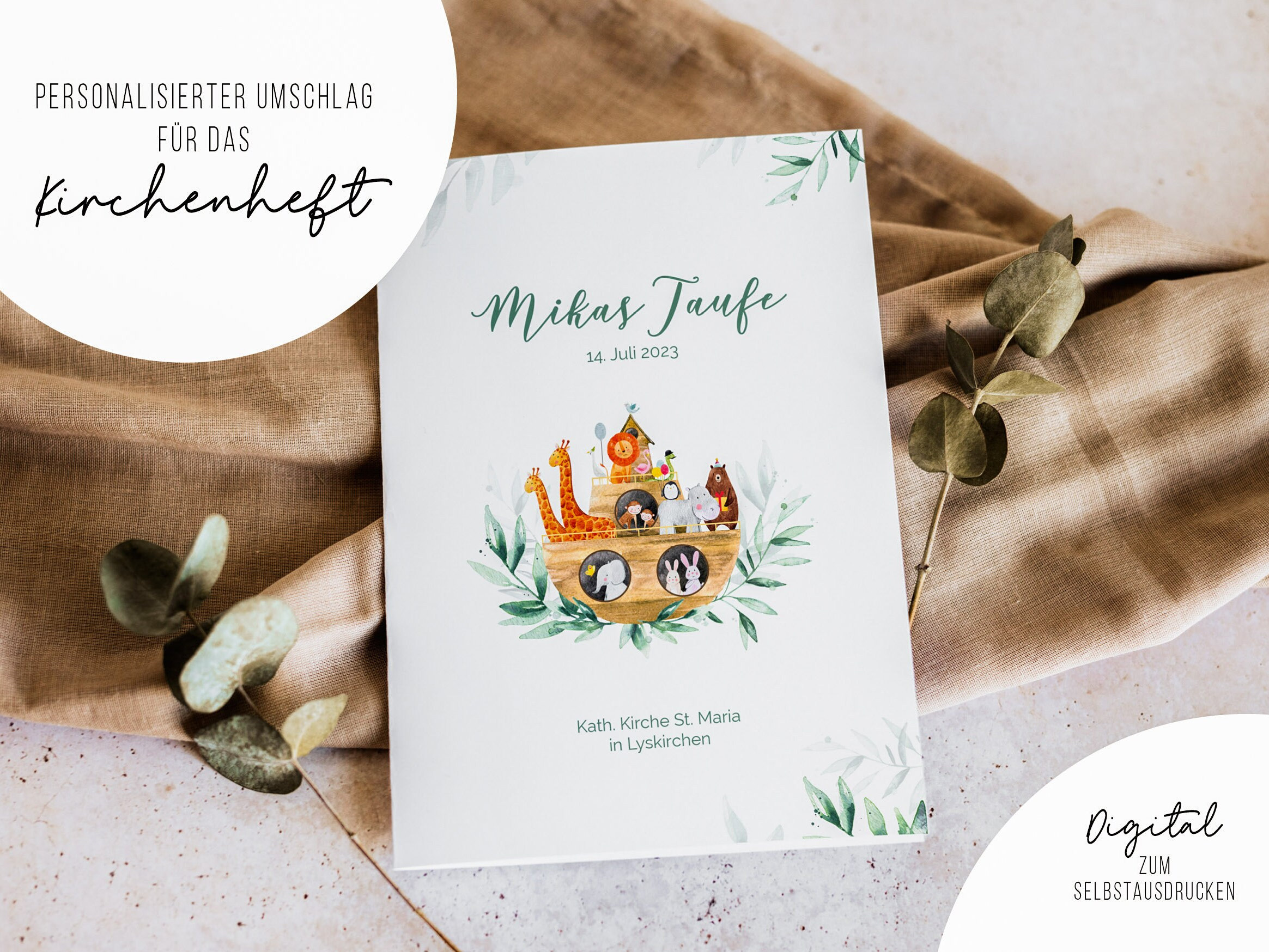 DIGITAL Kirchenheft Taufe Taufheft Umschlag Arche Noah - Etsy.de