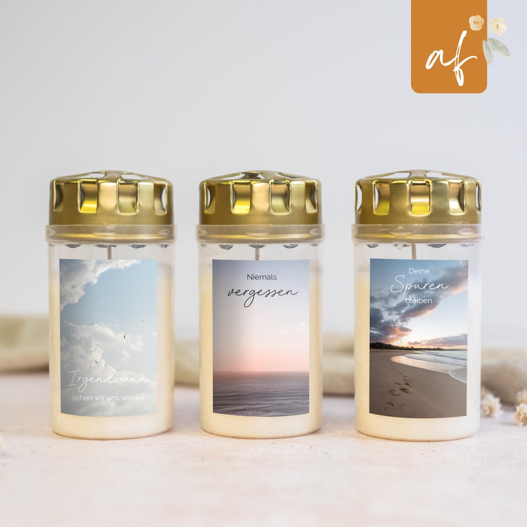 Grabkerze Mit Aufkleber • Grablicht Kerze Friedhof • Oma Opa Mama Papa ...