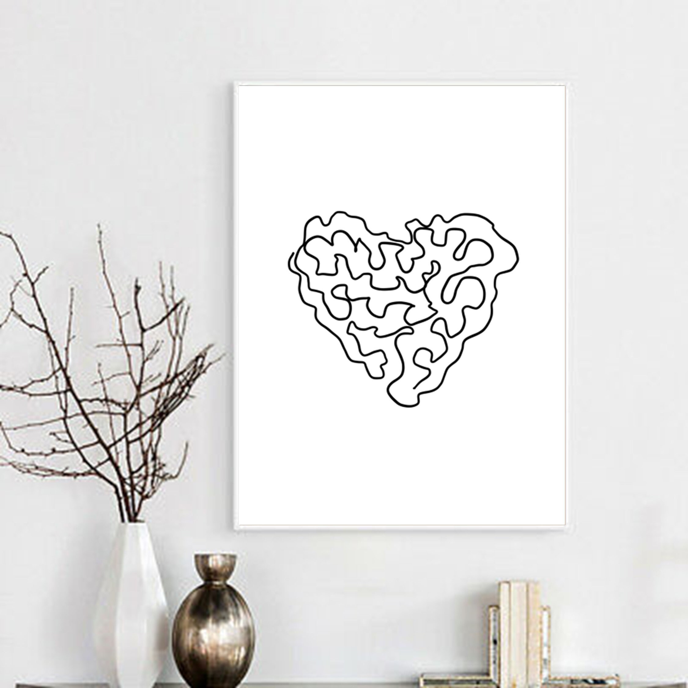 Abstract Heart Shape Digital Download Art Printable Drawing | Etsy