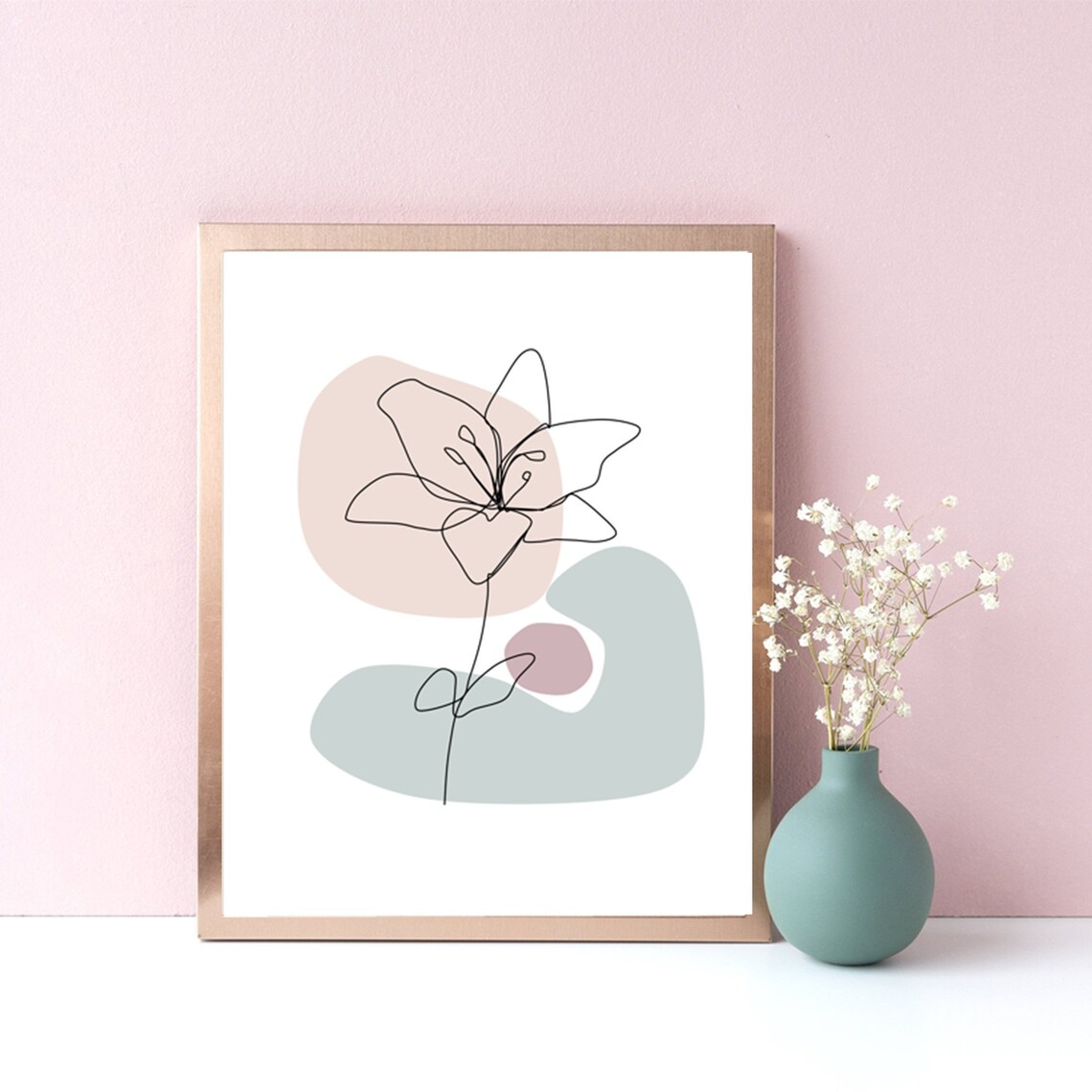 Abstract Flowers Line Art Set of 3 Prints Minimalist Wall Art | Etsy