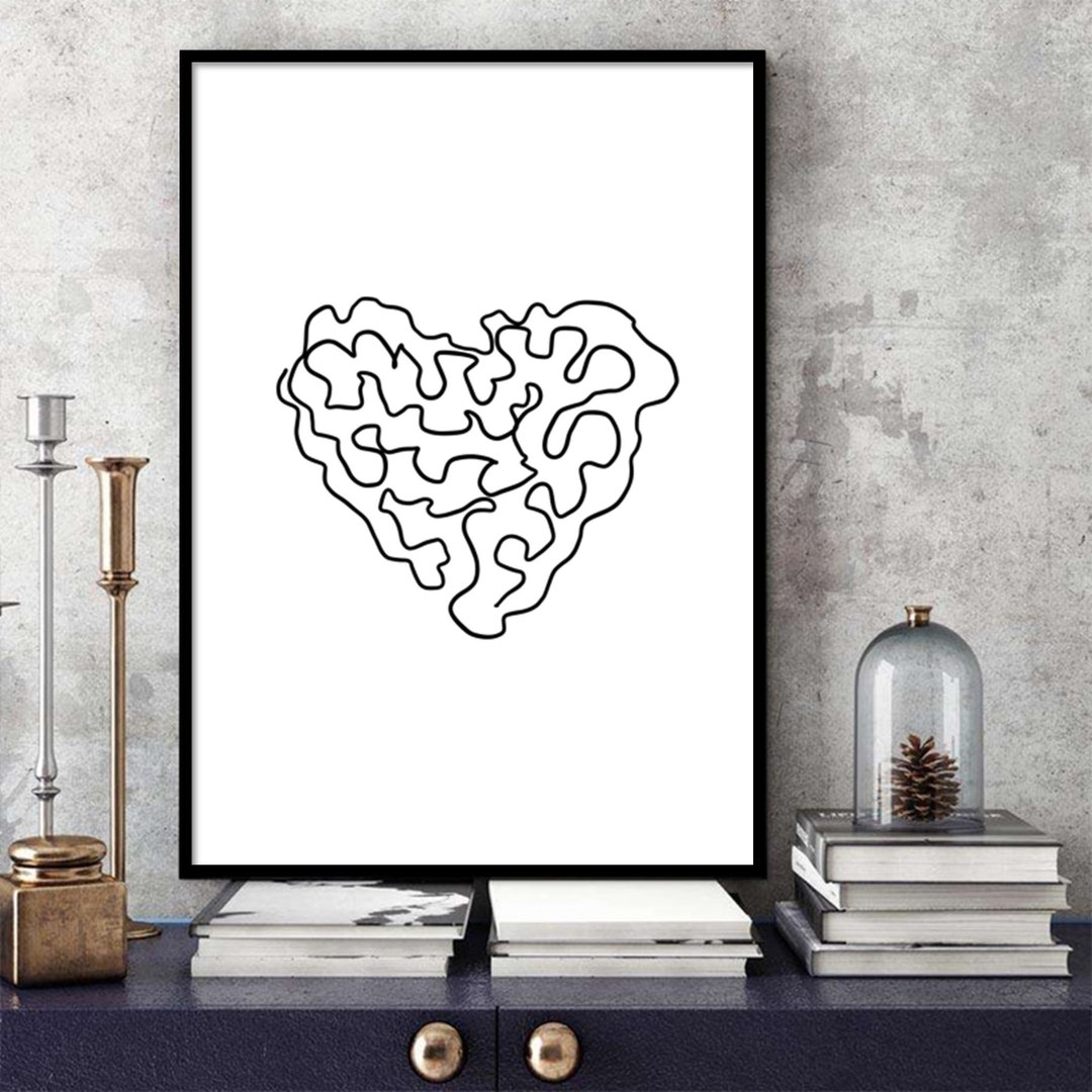 Abstract Heart Shape Digital Download Art Printable Drawing - Etsy