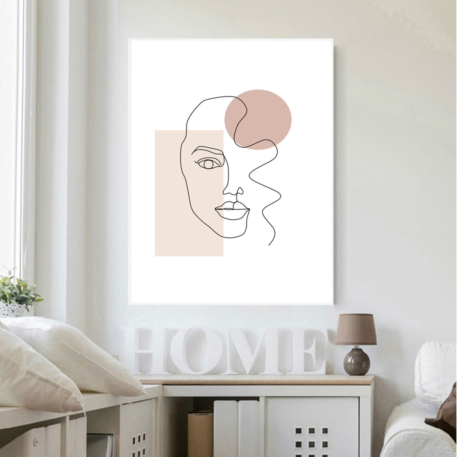 Abstract One Line Woman Face Art Print Minimalist Female Line - Etsy