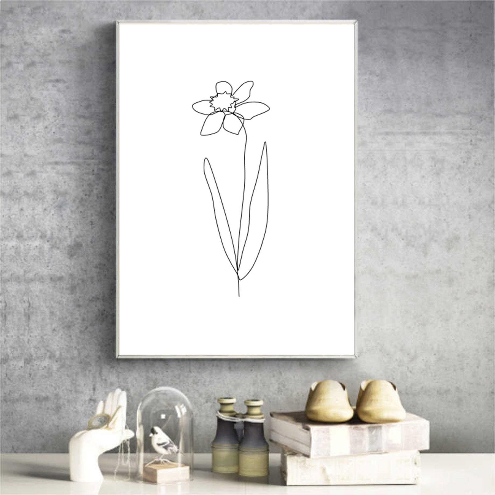 Daffodil Flower Line Art Set of 3 Prints Line Drawing - Etsy