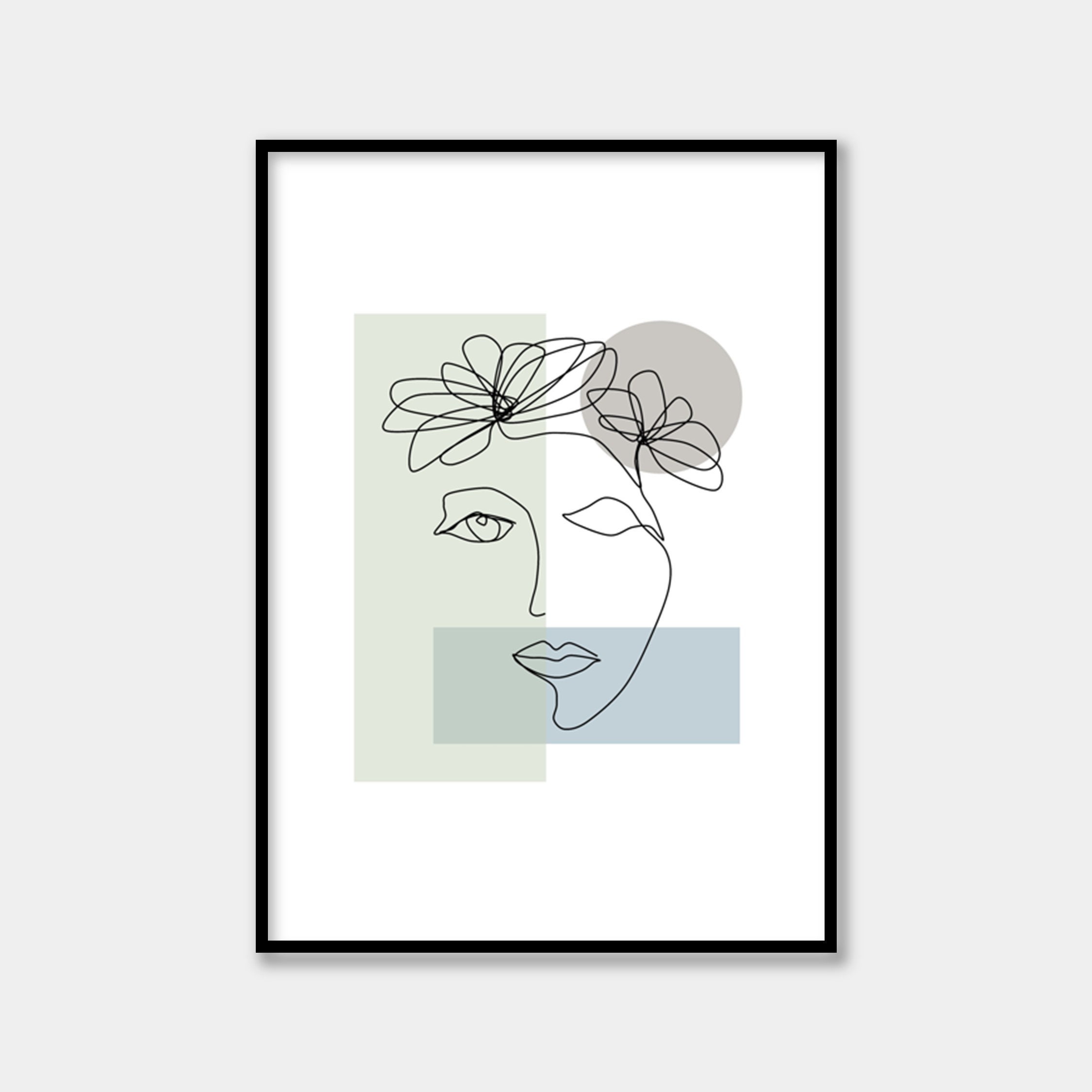 Green Flower Woman Printable Poster Minimalist Line Art - Etsy
