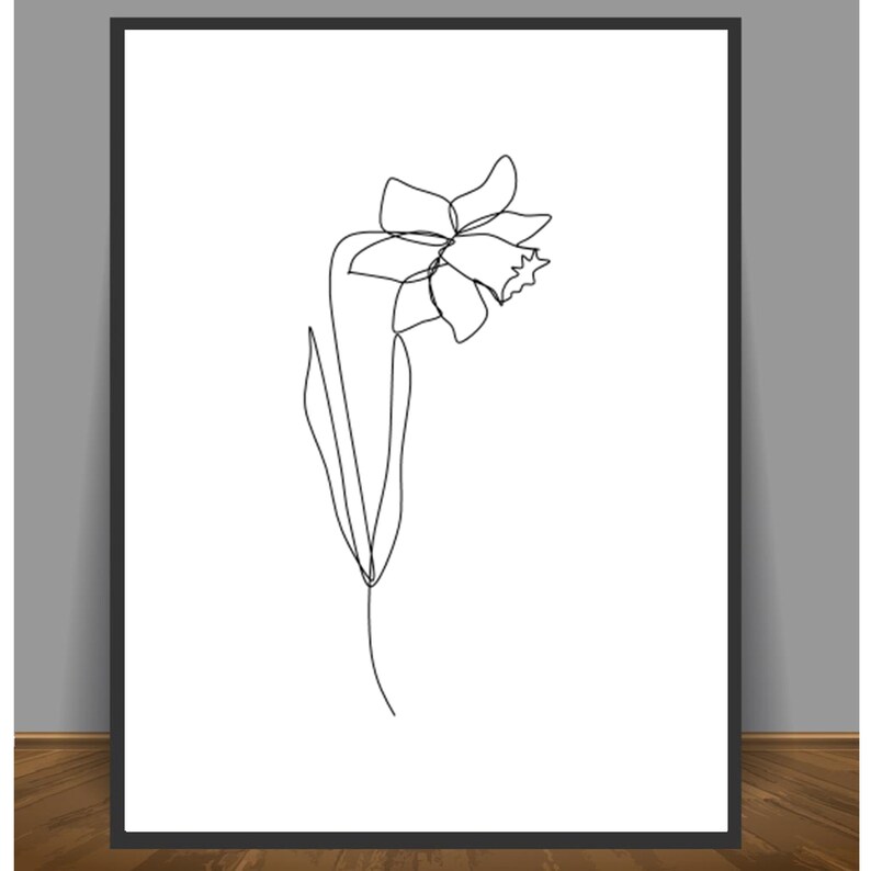 Daffodil Flower Line Art Set of 3 Prints Line Drawing - Etsy