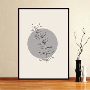 Botanical Line Art Printable Poster Abstract Plant Print - Etsy