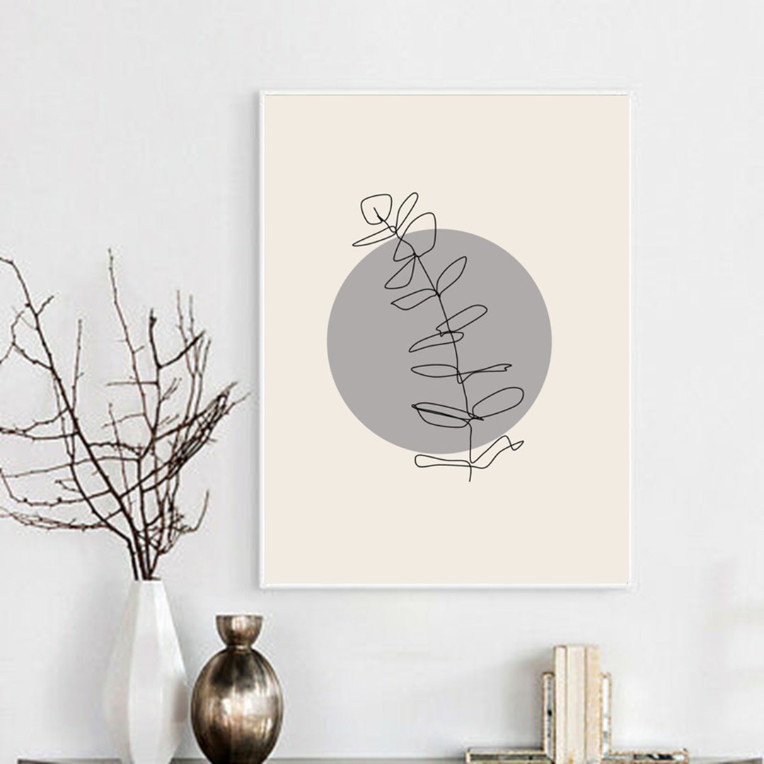 Botanical Line Art Printable Poster Abstract Plant Print - Etsy