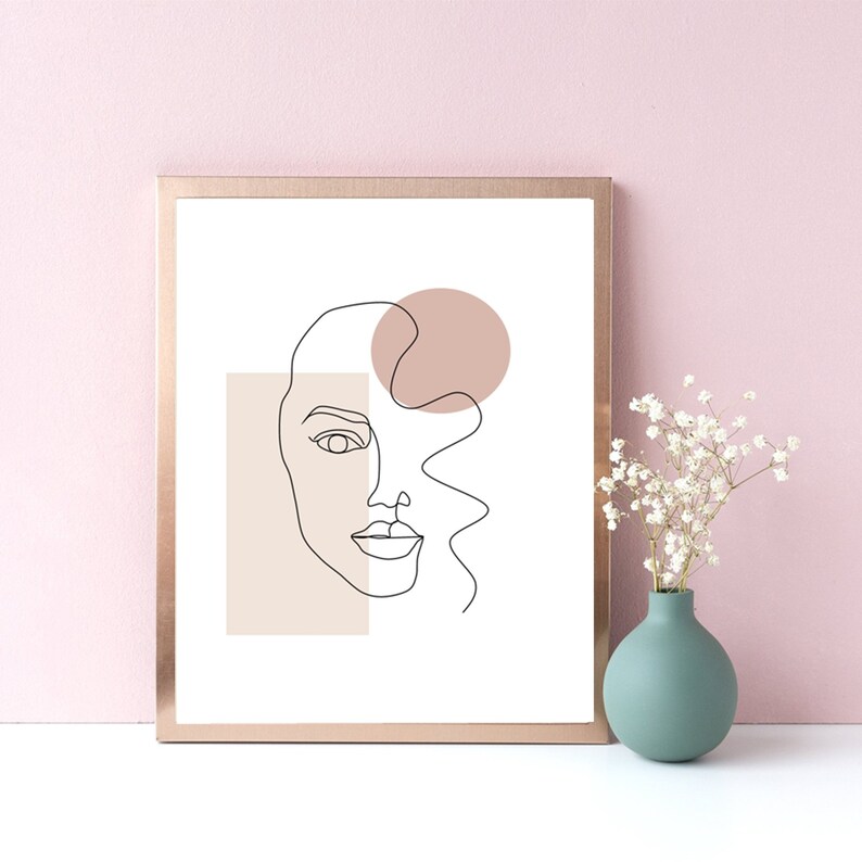 Abstract One Line Woman Face Art Print Minimalist Female Line - Etsy