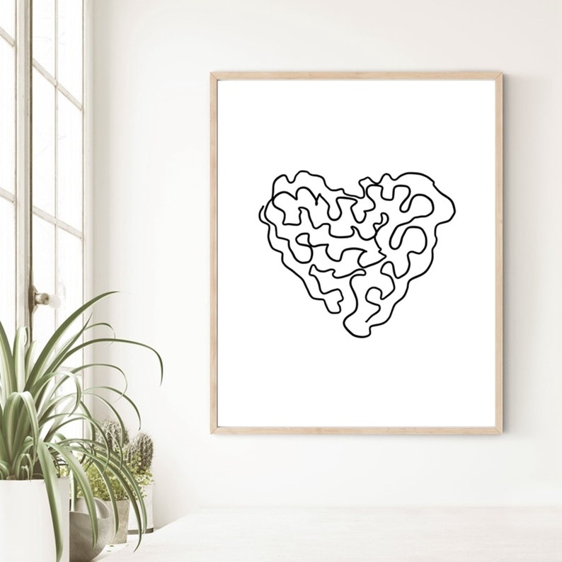 Abstract Heart Shape Digital Download Art Printable Drawing - Etsy