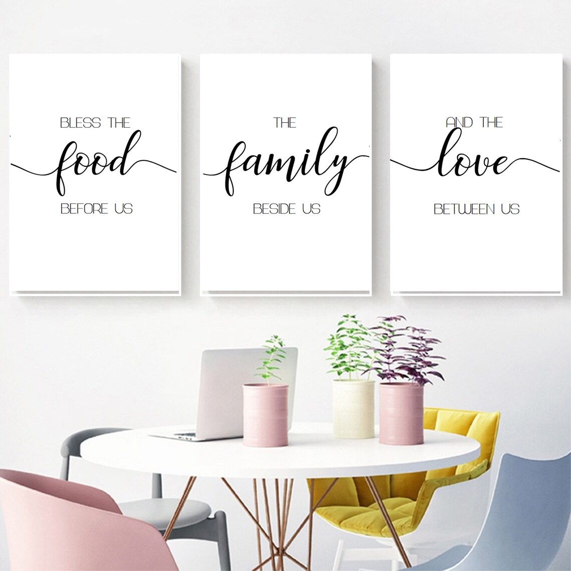 Bless This Family Set of 3 Prints Family LOVE Quotes Home - Etsy