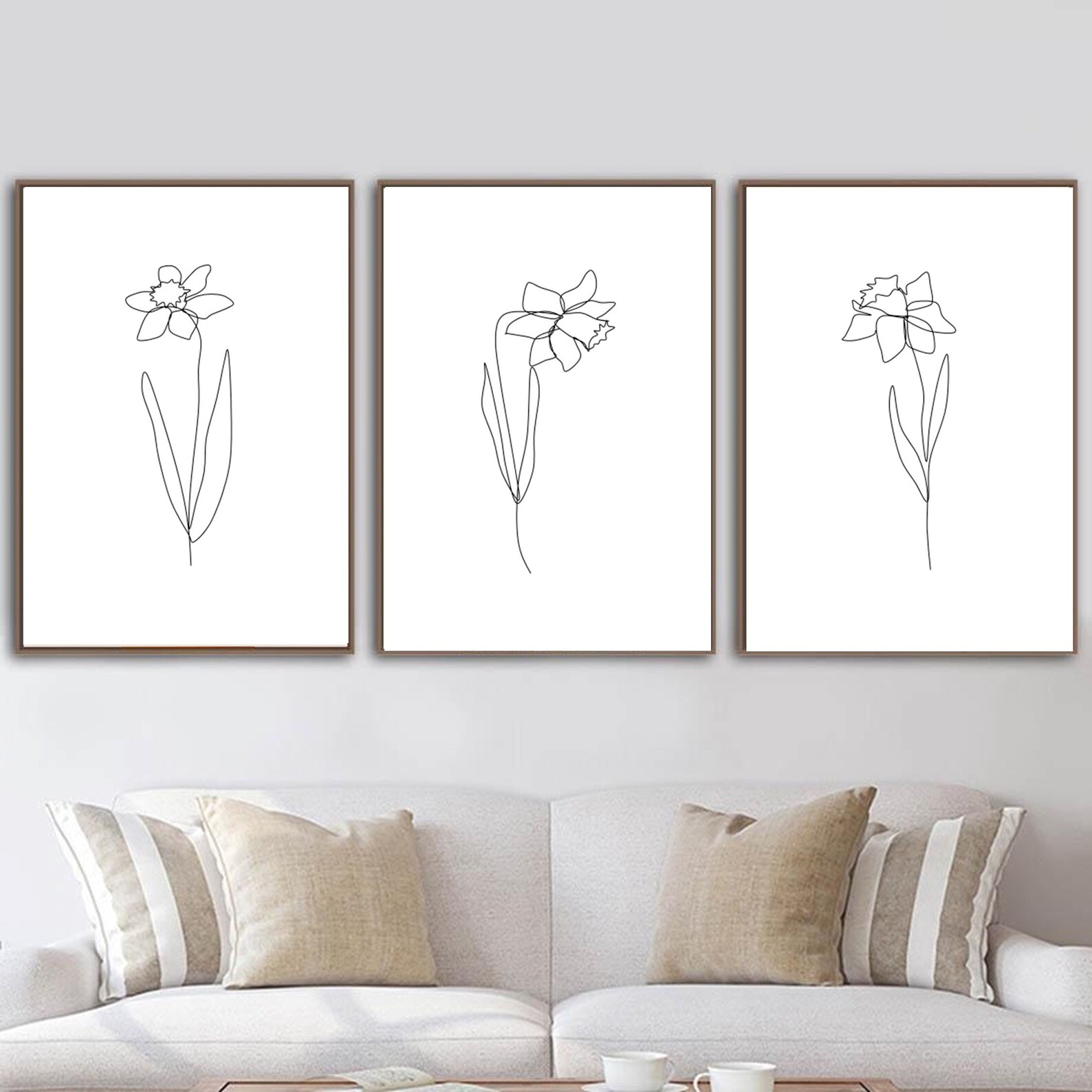 Daffodil Flower Line Art Set of 3 Prints Line Drawing - Etsy