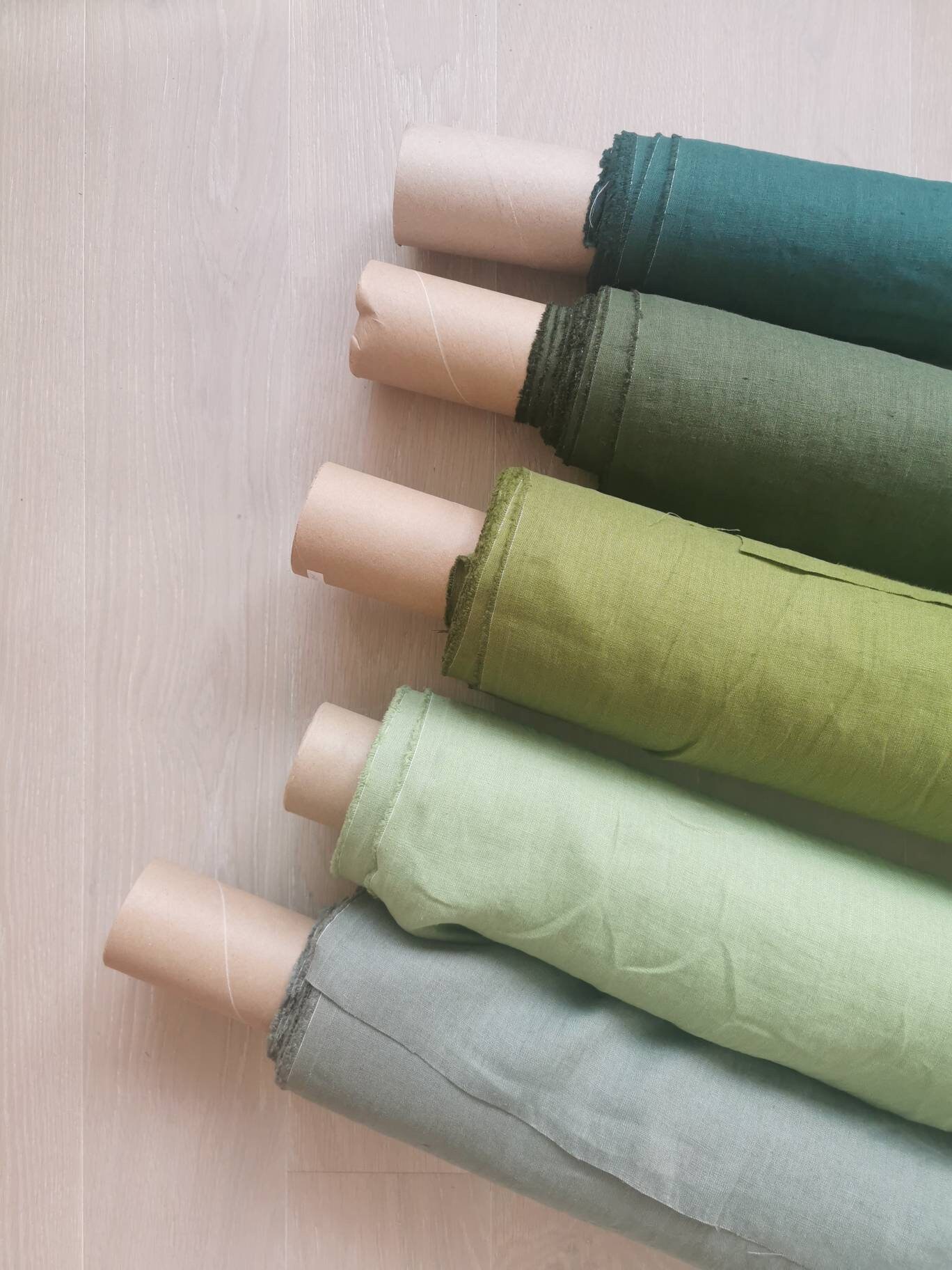 Green Linen Fabric by the Yard Pure 100% Linen Washed Linen | Etsy
