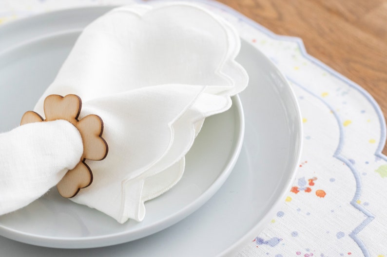 Off White Linen Cloth Napkins With Maxi Scallop Edges Set of | Etsy