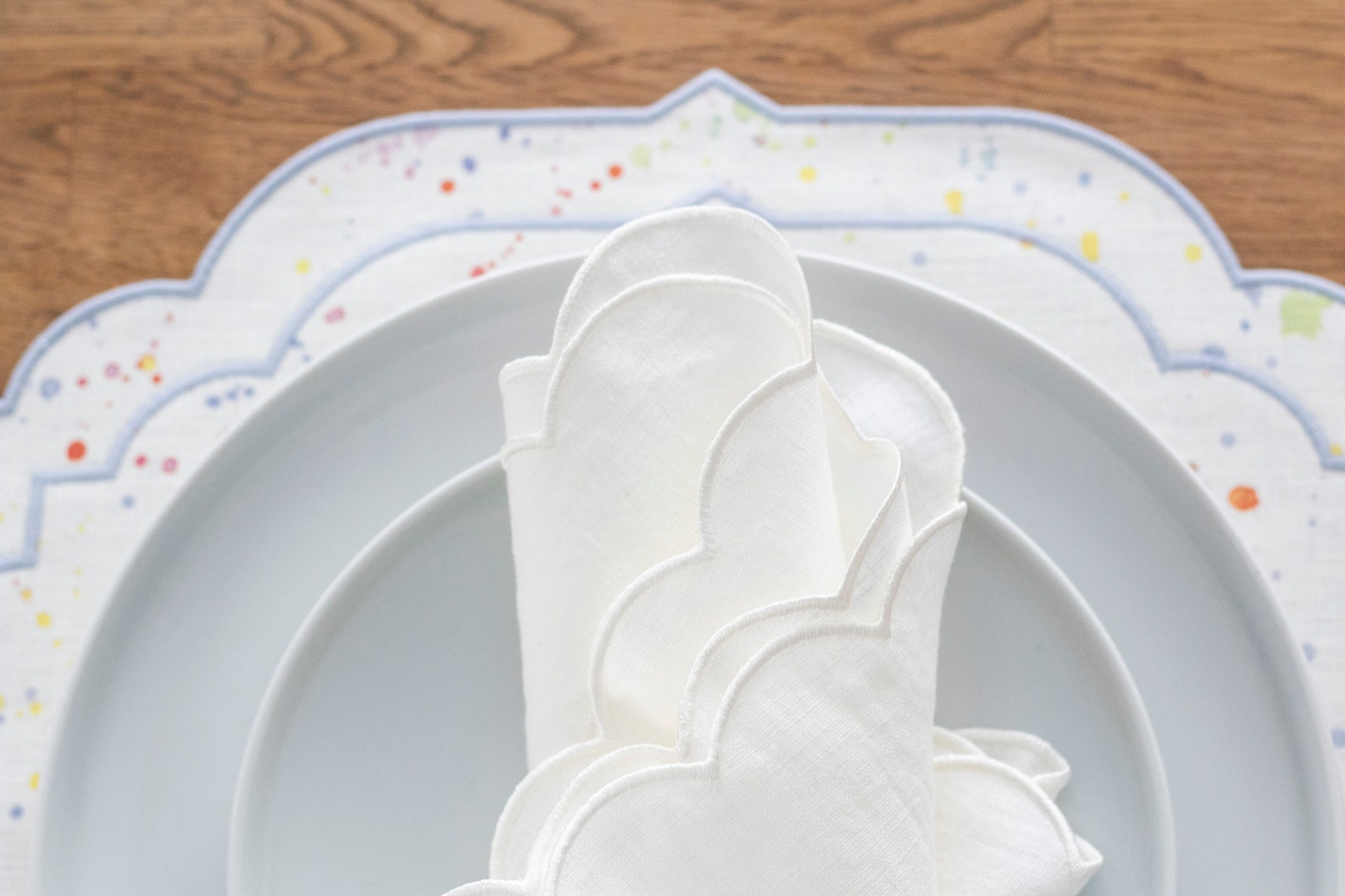 Off White Linen Cloth Napkins With Maxi Scallop Edges Set of | Etsy