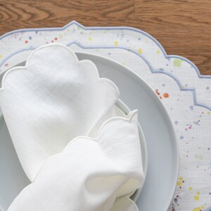 Off White Linen Cloth Napkins With Maxi Scallop Edges Set of 2,4 or 6 ...