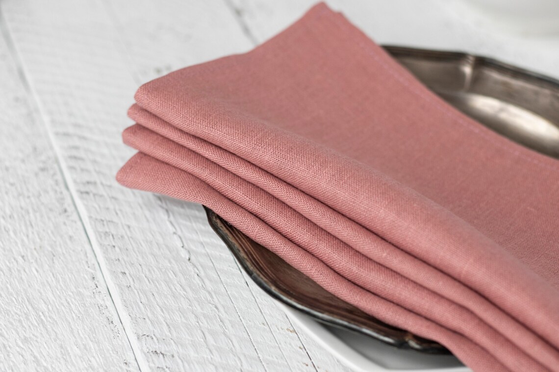 Woodrose pink cloth napkins set Linen napkin bulk Pink | Etsy
