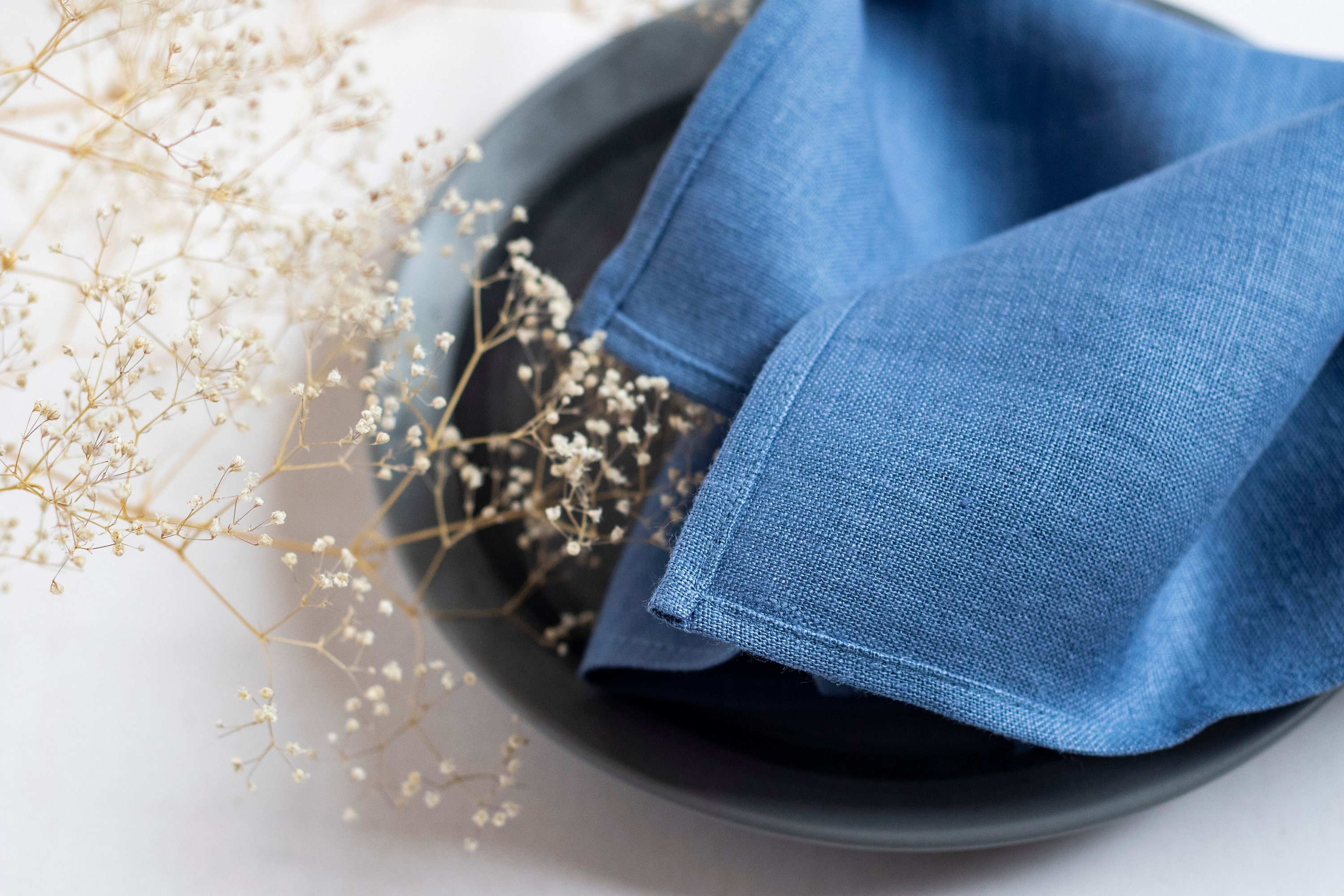 Small blue napkins set linen napkins set wedding cocktail | Etsy