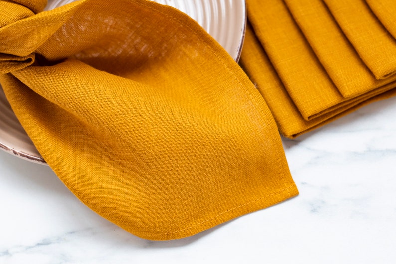 Yellow Napkins Linen Dinner Napkins Set of 6 Napkins - Etsy