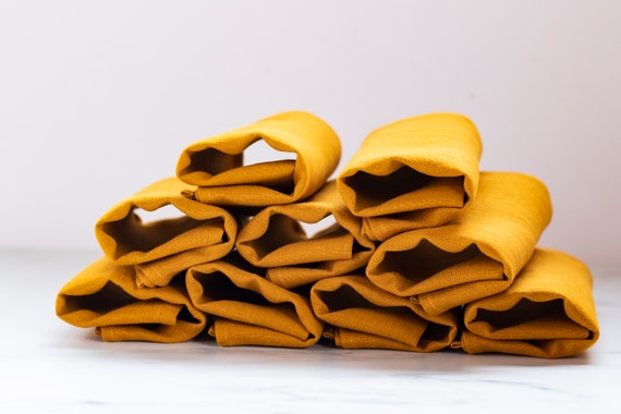 Mustard yellow napkins in bulk Cloth napkins bulk Wedding | Etsy