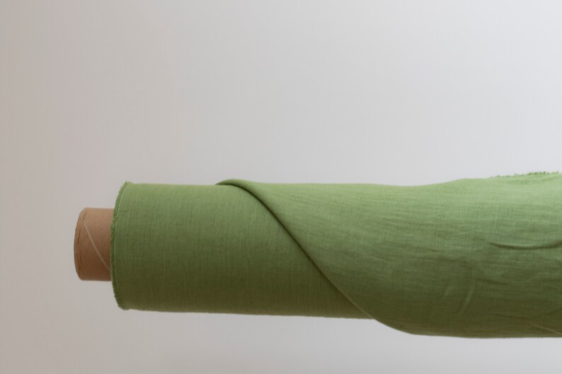Green Linen Fabric by the Yard Pure 100% Linen Washed Linen | Etsy