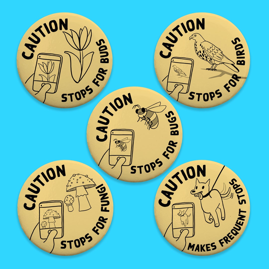 Stops for Nature Pinback Buttons: Fungi, Birds, Bugs, Flowers, Dogs - Etsy