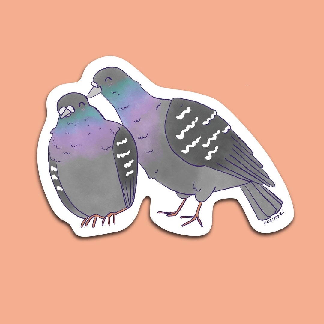 Nuzzling Cuddly Kissing Pigeons Sticker - Etsy