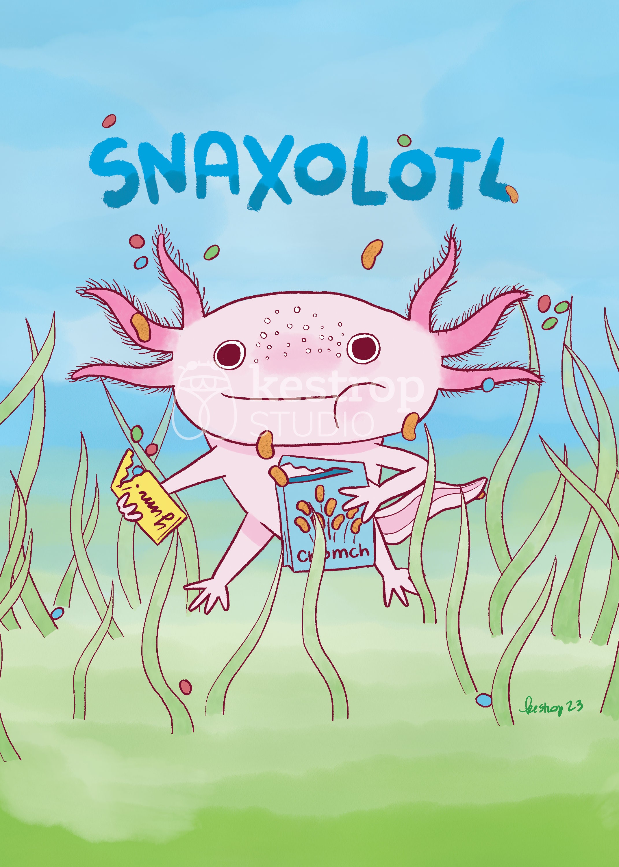 Axolotl 'snaxolotl' Cute Pun Poster Print - Etsy