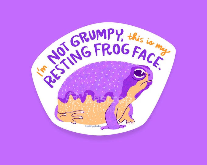 Resting Frog Face Grumpy Rain Frog Sticker - Etsy