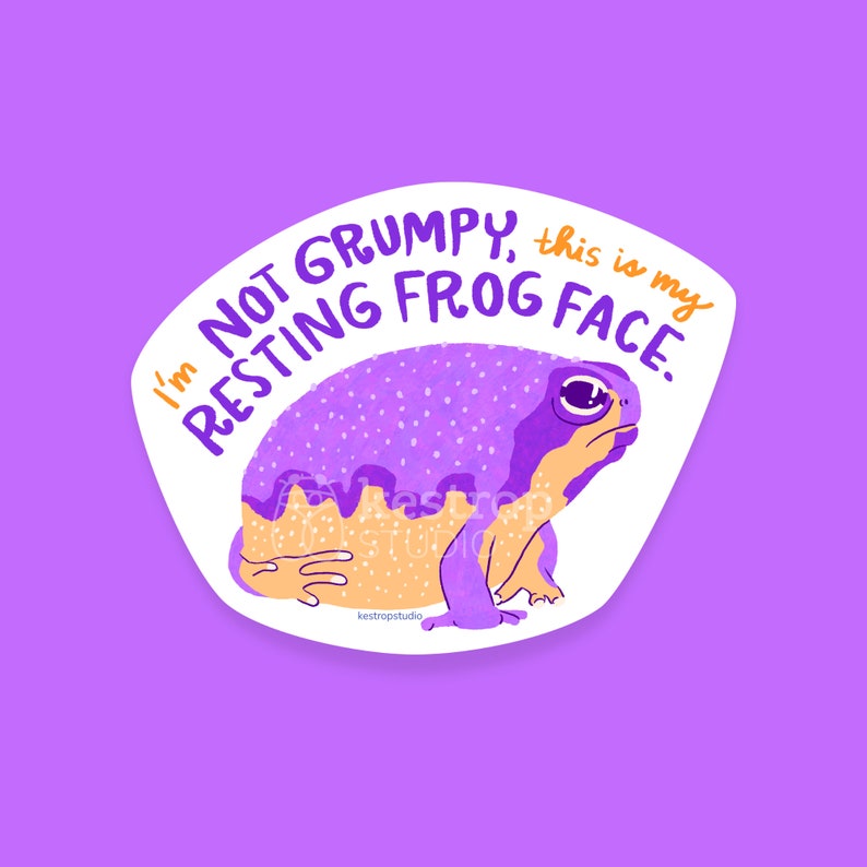 Resting Frog Face Grumpy Rain Frog Sticker - Etsy