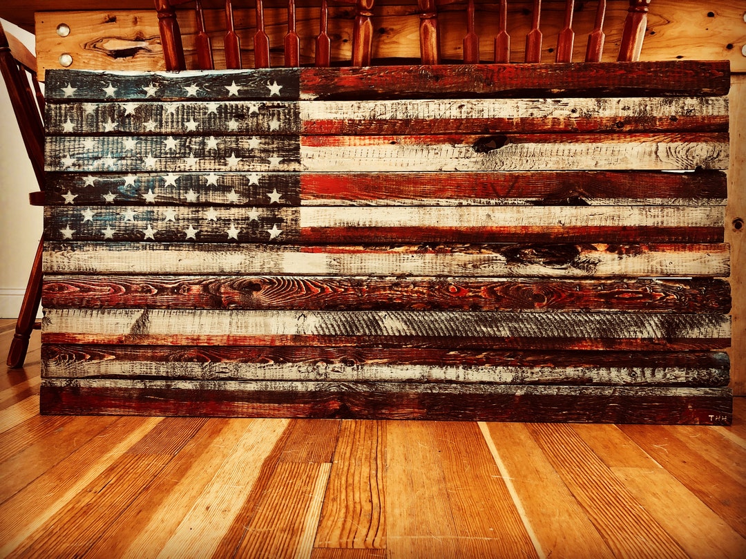 Rustic Wood American Flags - Etsy