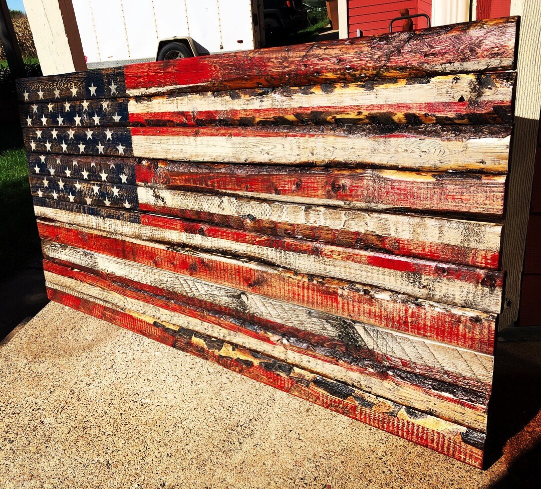 Rustic Wood American Flags - Etsy