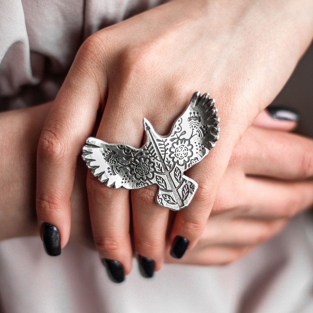 Silver Bird Ring Boho Ring Statement Ring for Women Bird Jewelry Gifts ...