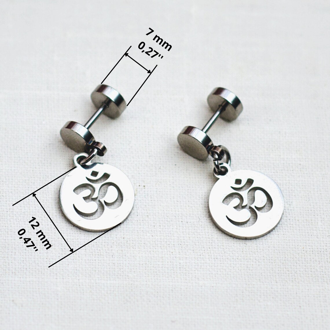 Om Stud Earrings for Womans Earrings Ohm Aum Symbol Stainless Steel ...