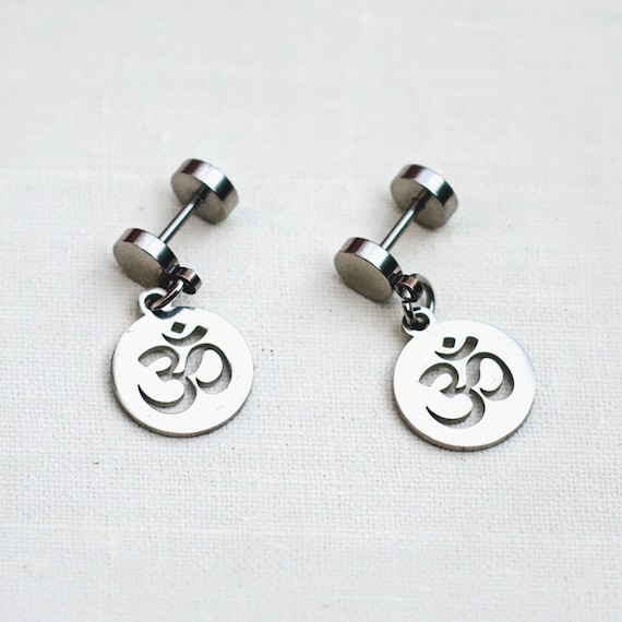 Om Stud Earrings for Womans Earrings Ohm Aum Symbol Stainless - Etsy
