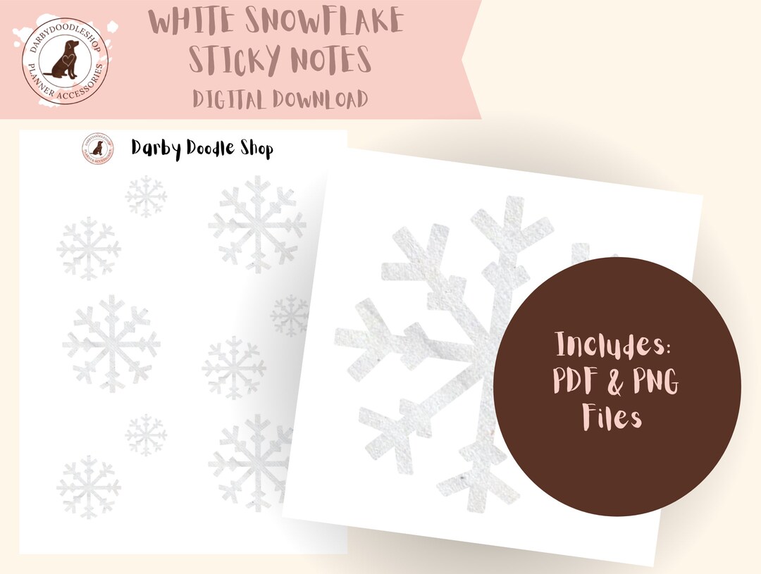 DIGITAL DOWNLOAD White Snowflakes Printable Sticky Notes - Etsy