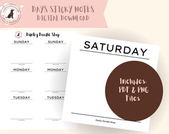 Days of the Week Sticky Notes - Etsy