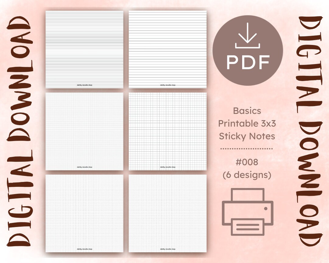 DIGITAL DOWNLOAD Basics Printable Sticky Notes 008 - Etsy