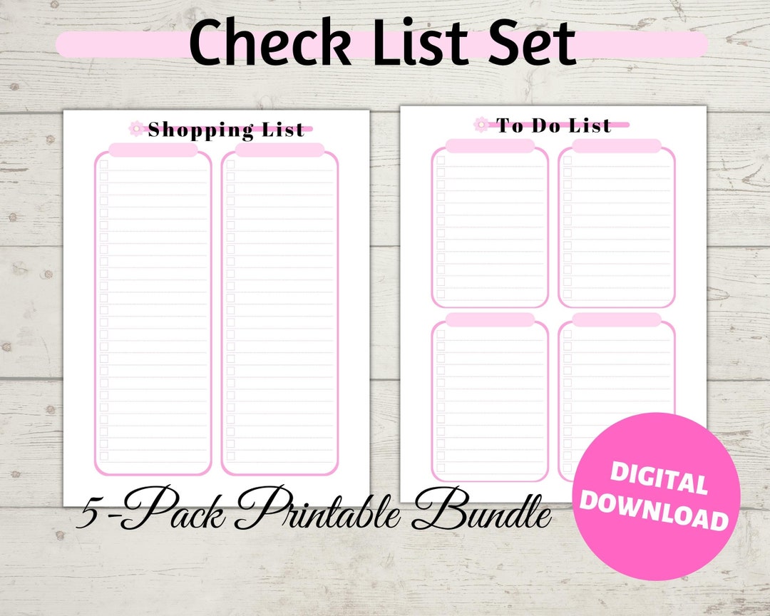 Printable Checklist Set. to Do List, Birthday List, Shopping List ...