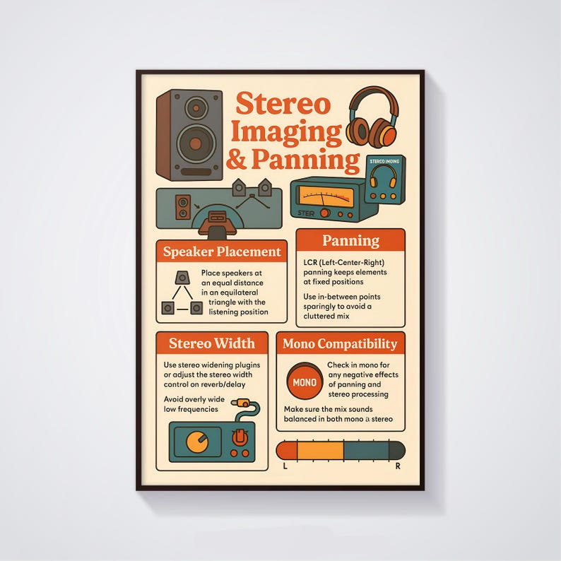 Stereo Imaging and Panning Guide Poster, Audio Mixing Cheat Sheet ...