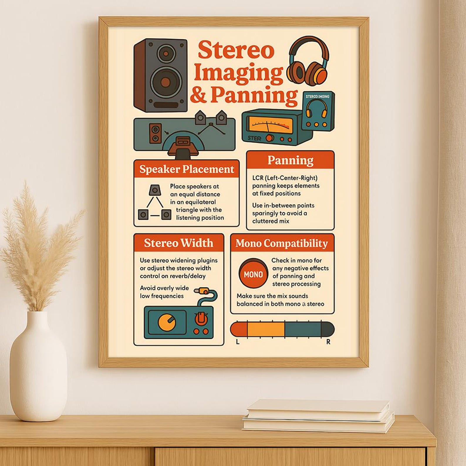 Stereo Imaging and Panning Guide Poster, Audio Mixing Cheat Sheet ...