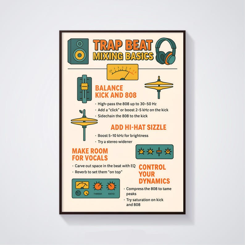 Trap Beat Mixing Cheat Sheet, Vocal Mixing Chain, Music Producer Gift ...