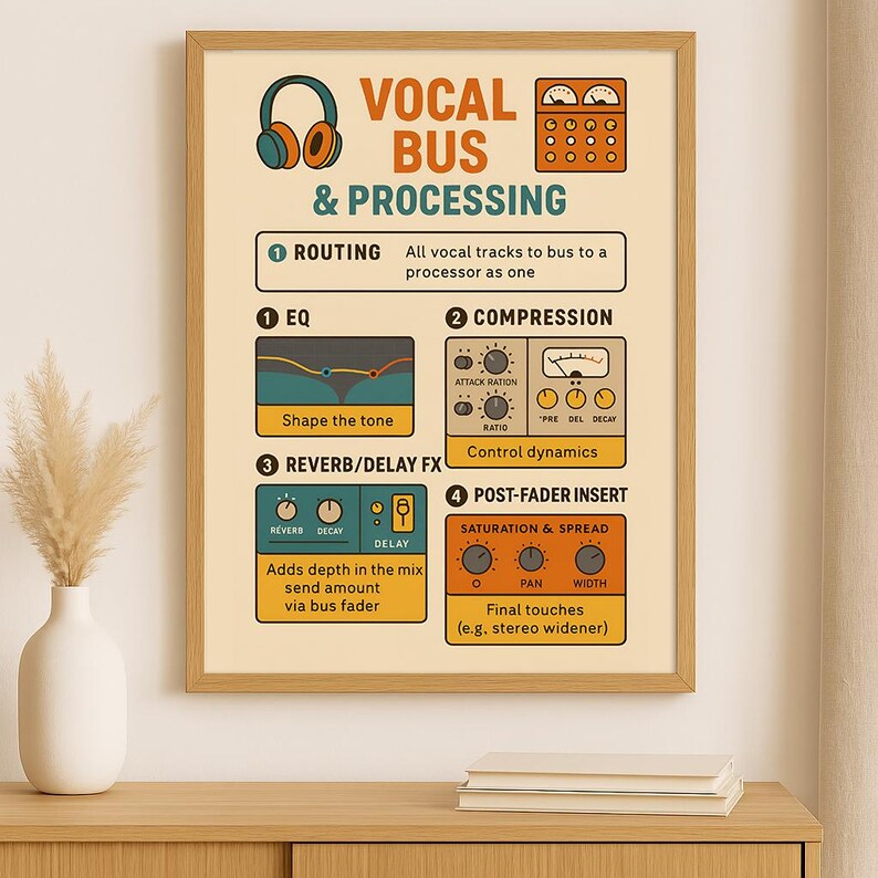 Vocal Bus Processing Guide, Audio Mixing Cheat Sheet Poster, Frequency ...